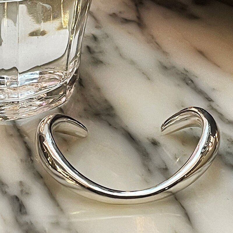 Retro Elegant 925 Sterling Silver Cuff Bangle Vintage Arc Irregular Bracelet | eBay