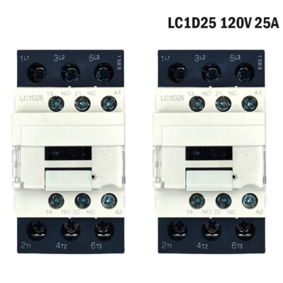 2x LC1D25G7 Contactor 120V Coil 25A For Schneider Contactor LC1D25G7 AC ...