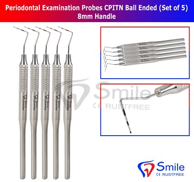 5X Periodontal Examination Probes CPITN Ball Ended Pocket 8mm Hollow ...