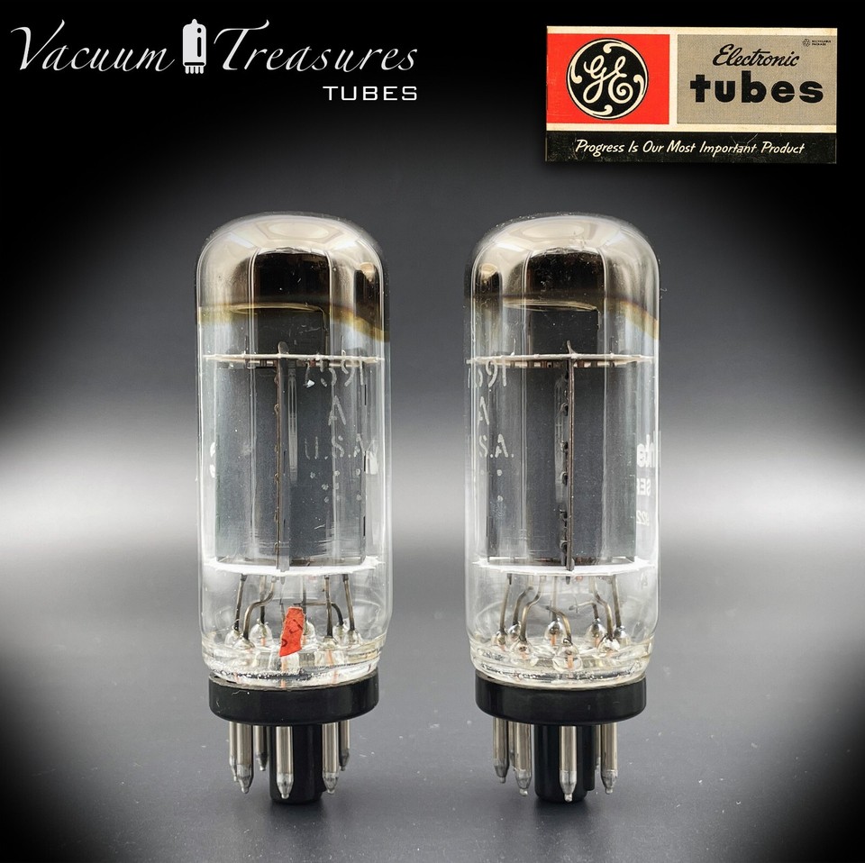 7591A GE brand International Coin Base Halo Getter Tested Pair Tubes ...