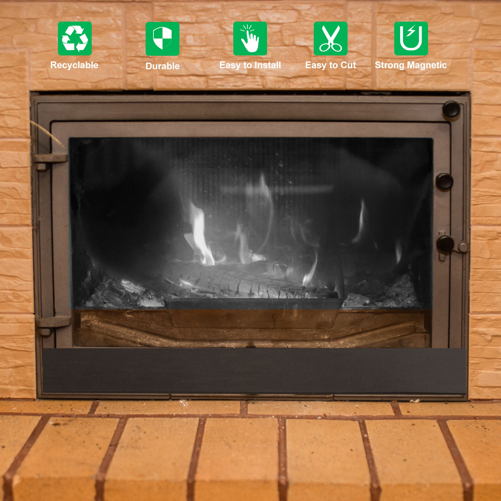 2Pcs 36" x 4" Magnetic Fireplace Draft Stopper Cover Indoor Chimney ...