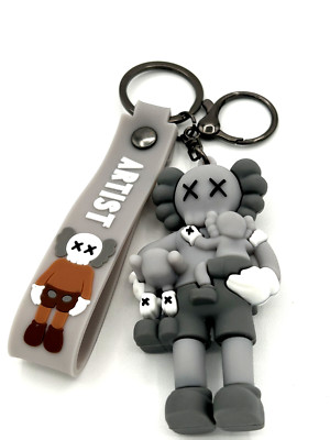 3D Kaws Keychain ( Grey Carrying) Figure Keyring and Hand Strap | eBay