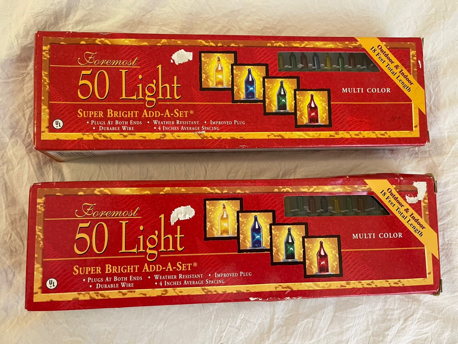 Set Of 2 Vintage Foremost Christmas Lights 50 Multicolor Indoor/Outdoor ...