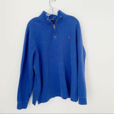 Polo Ralph Lauren Preppy Blue Quarter Zip Long Sleeve Sweater Pullover ...