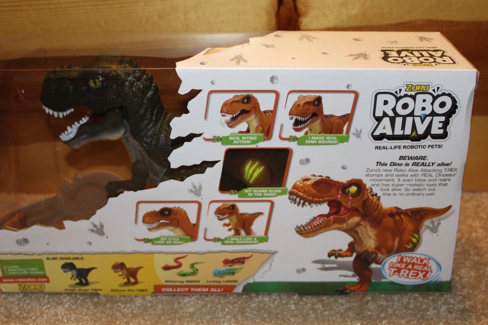 ROBO ALIVE T-REX Robotic Dinosaur Pets JUNGLE GREEN ZURU Walking ...