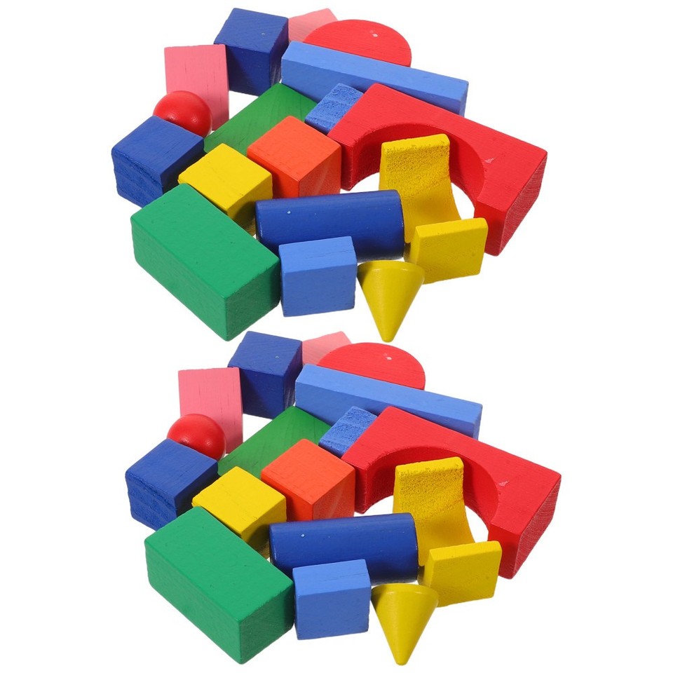 68 Pcs Geometry Teaching Aids for Students Set Geometric Solid Wood ...