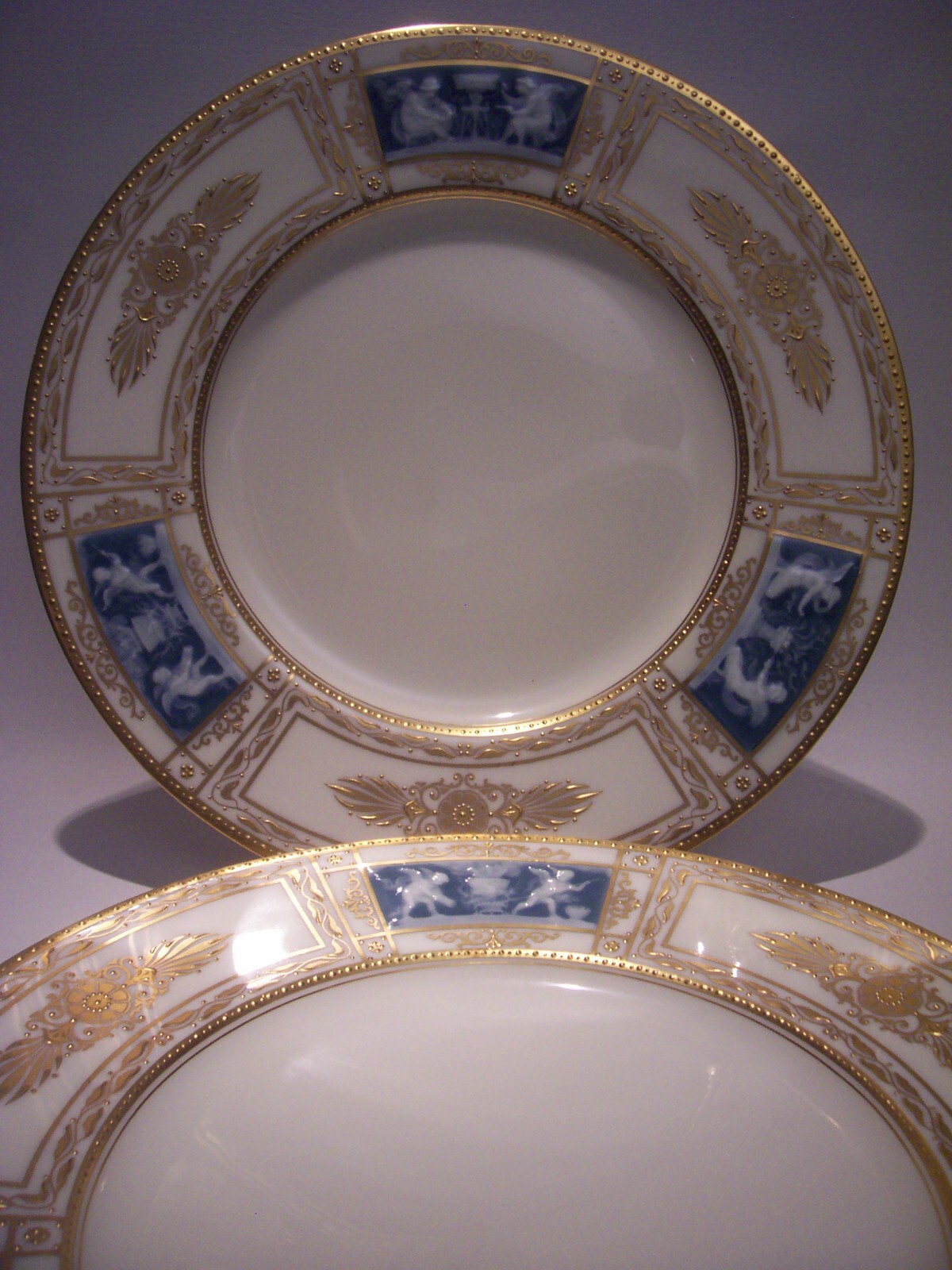 2 MINTON ENCRUSTED RAISED GOLD PATE SUR PATE DINNER PLATES MINT COND ...