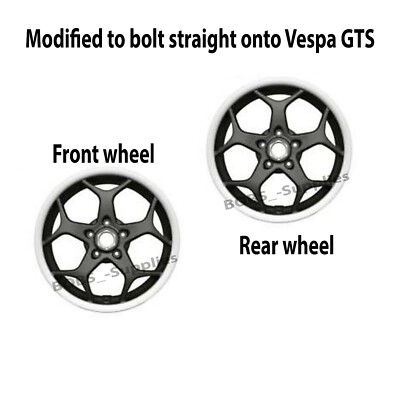 Pair of Piaggio MP3 Sport Front Rim 3.00 x 13" Silver with Polished ...