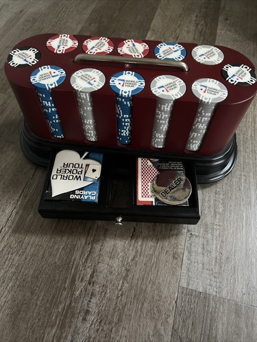 World Poker Tour Professional with 300 Poker Chips-Set w/Spinning Wood ...