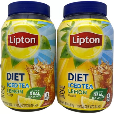 (2) Lipton DIET ICED TEA LEMON Flavor Mix 5.89 oz jar Makes 20 Quarts ...