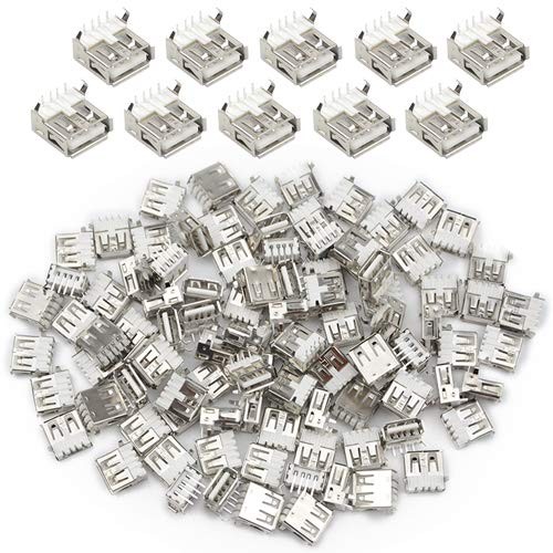 100Pcs USB Standard Port Female Solder Right Angle 4Pin Plug Soldering ...
