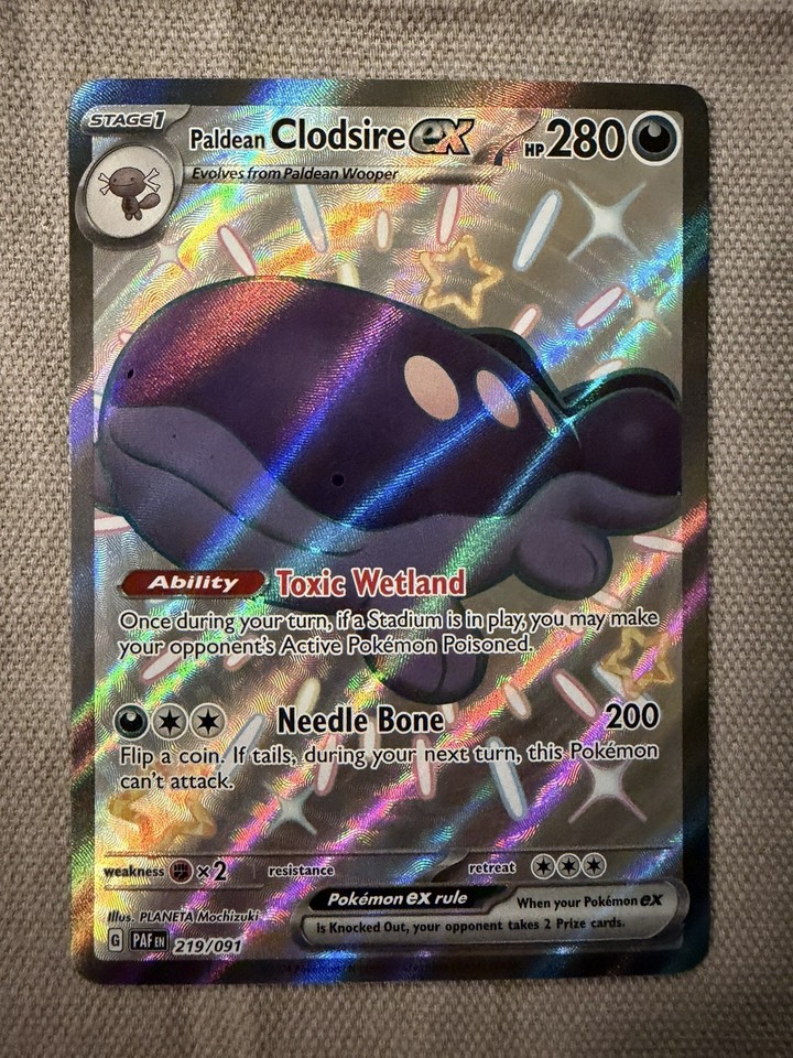 PALDEAN CLODSIRE EX 219/091 PALDEAN FATES POKEMON SPECIAL ILLUSTRATION ...