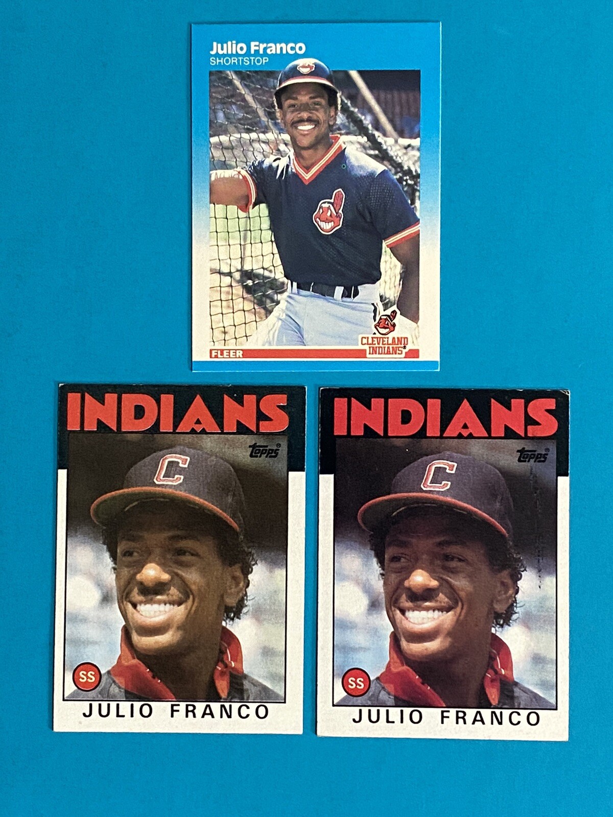 Julio Franco Baseball Card Lot Cleveland Indians 1986 Topps (2) 1987 ...