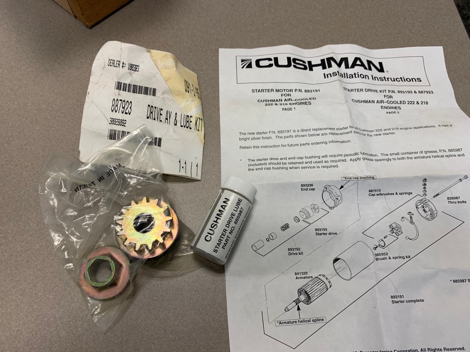 Cushman 887923 Starter Gear Bendix Truckster 18 22 HP Drive Lube 884982 ...