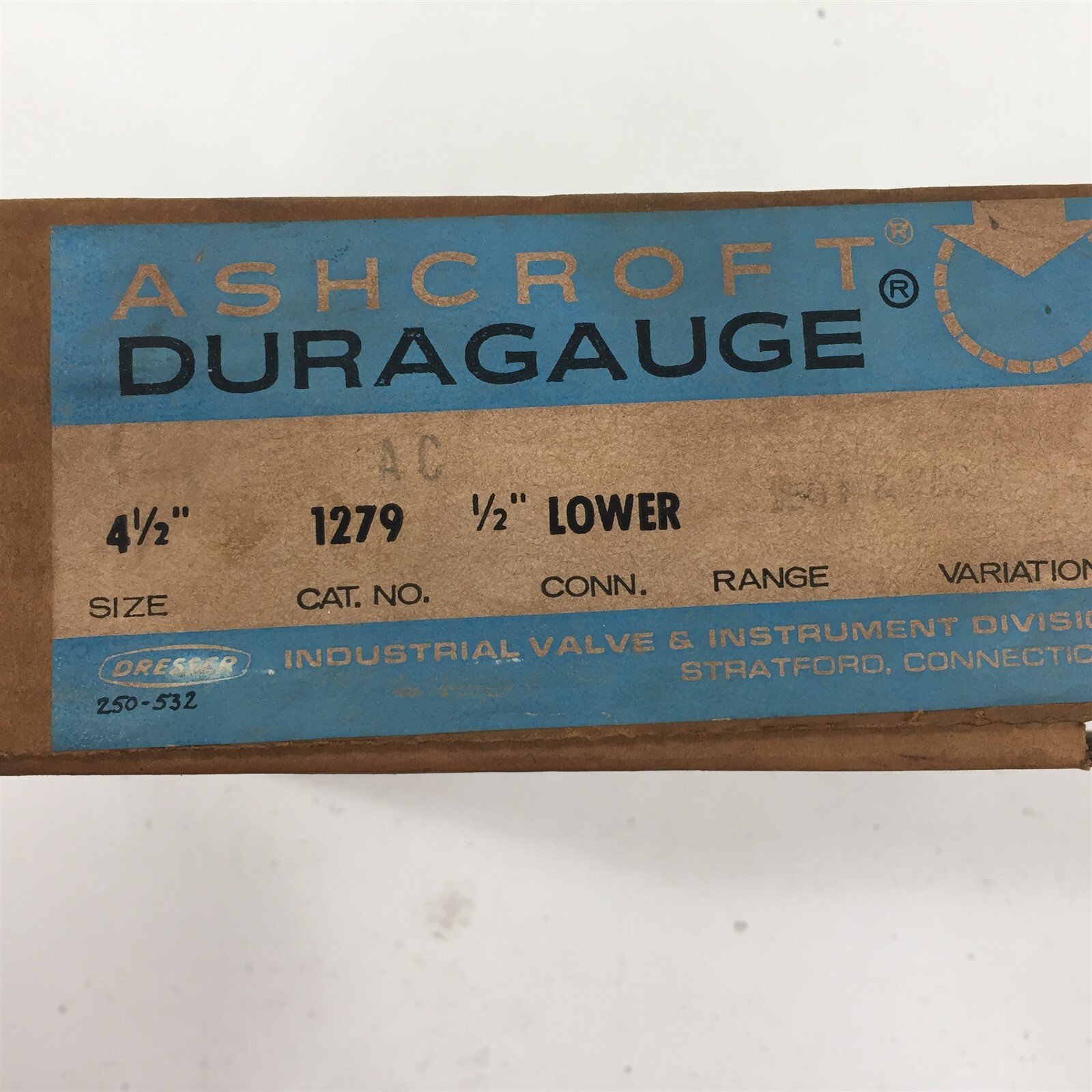 Ashcroft Duragauge 1279 PressureVac Gauge 4-1/2" 1/2" NPT Lower -30"Hg ...