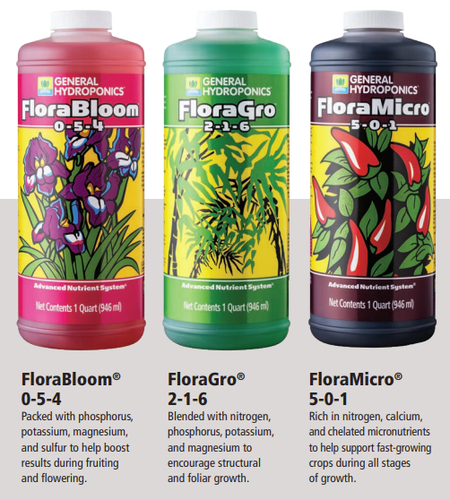 General Hydroponics Flora Gro Bloom Micro 3 parts Nutrient Set 3 x ...