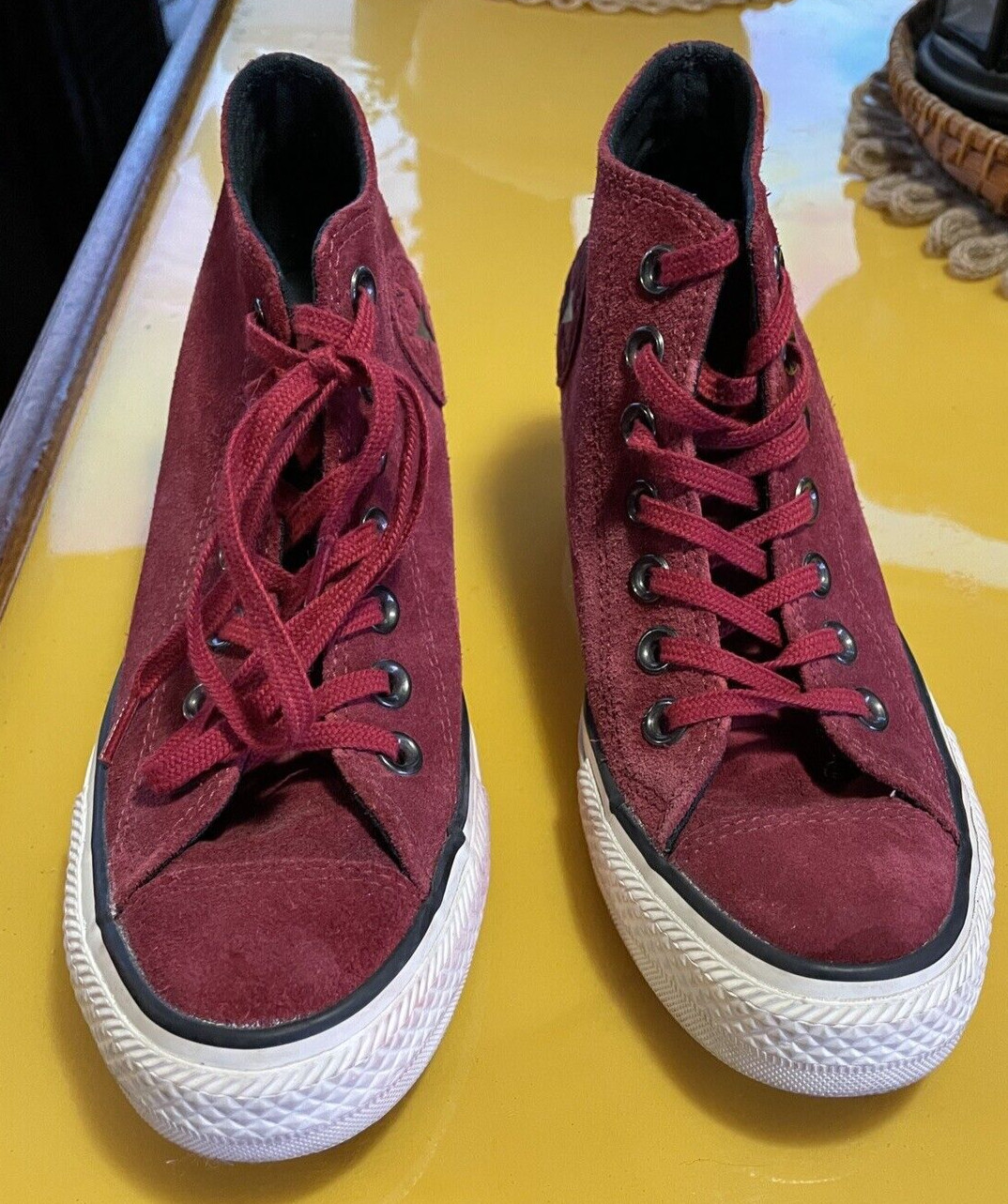 Converse Chuck Taylor BRICK RED SUEDE Lux Hidden Wedg… - Gem