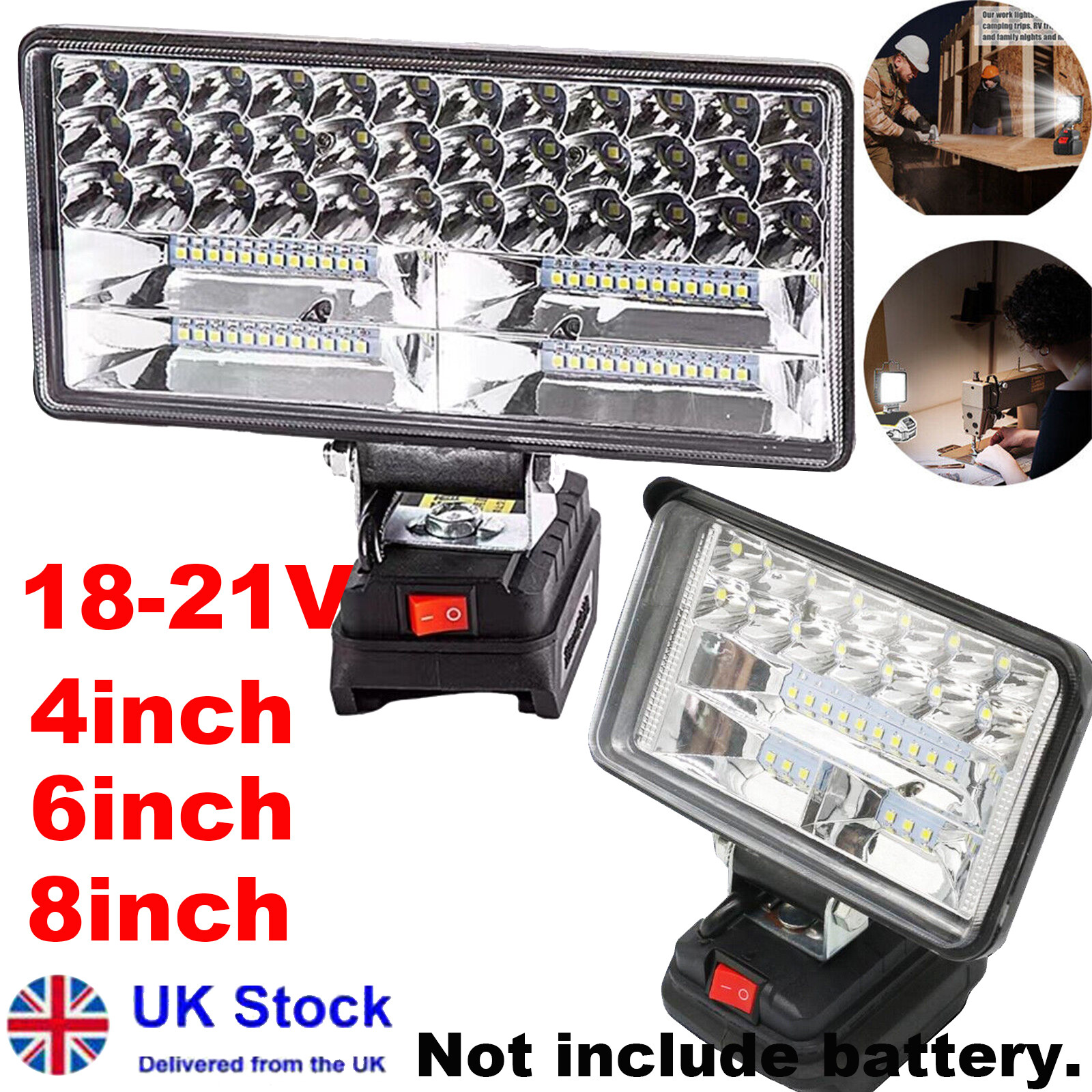 18V Li-Ion LED Work Light Workshop Flashlights Torch Camping For Makita ...