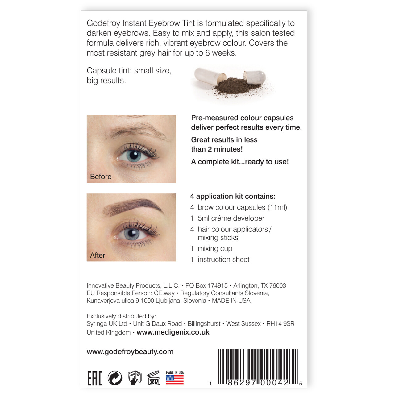 Godefroy Instant Eyebrow Tint - up to 6 weeks of rich, vibrant eyebrow ...