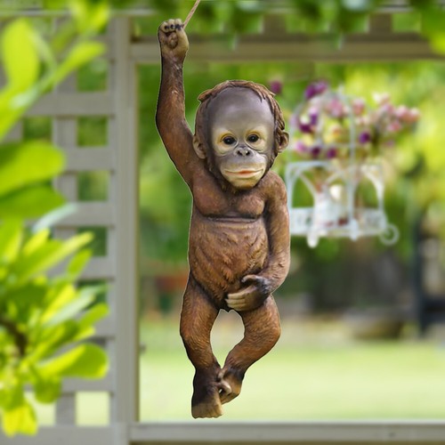 Monkey Statue Waterproof Resin Figurine Hanging Miniature for Yard ...