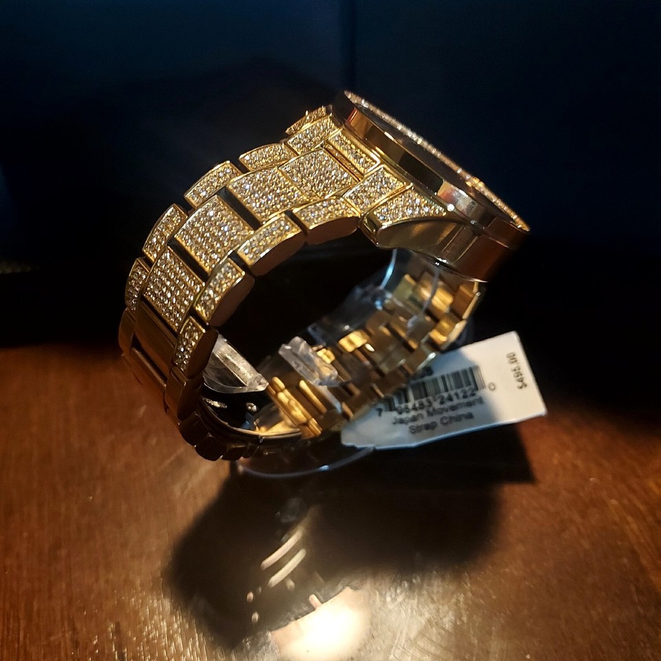 Michael Kors MK6355 Wren Crystal Gold Stainless Steel Chronograph ...