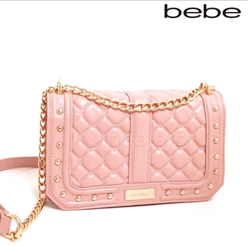 Bebe Quilted Studded Purse hand bag NWT Dusty Rose pink NEW Crossbody ...
