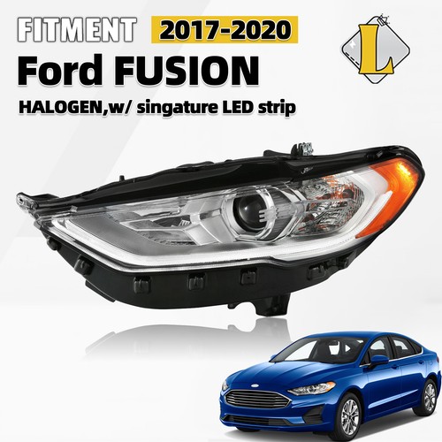 Halogen Headlight For 2017-2020 Ford Fusion w/ LED DRL w/ Bulbs Left ...