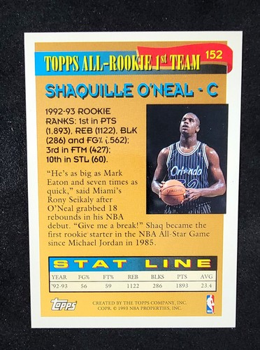 1993-94 Topps #152 Shaquille O'Neal Gold | eBay