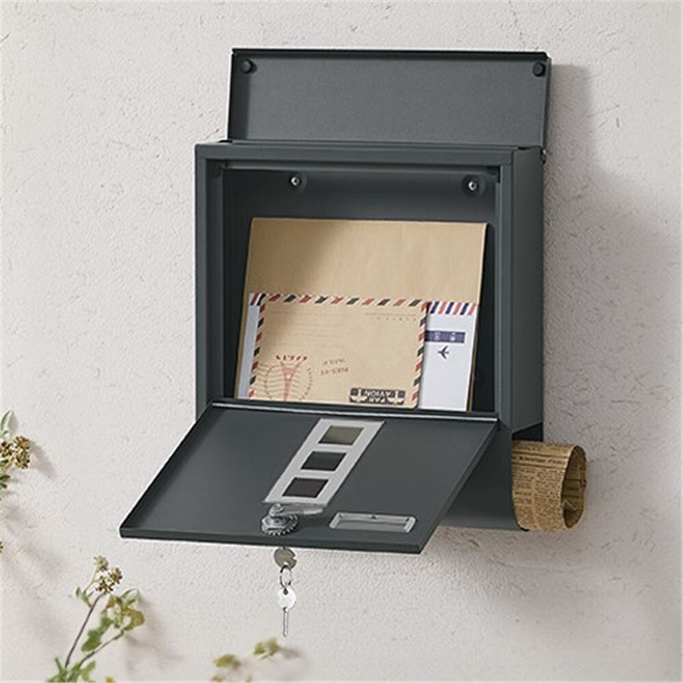 Post Box Wall Mounted Letterbox Mailbox Stainless Steel Newspaper ...