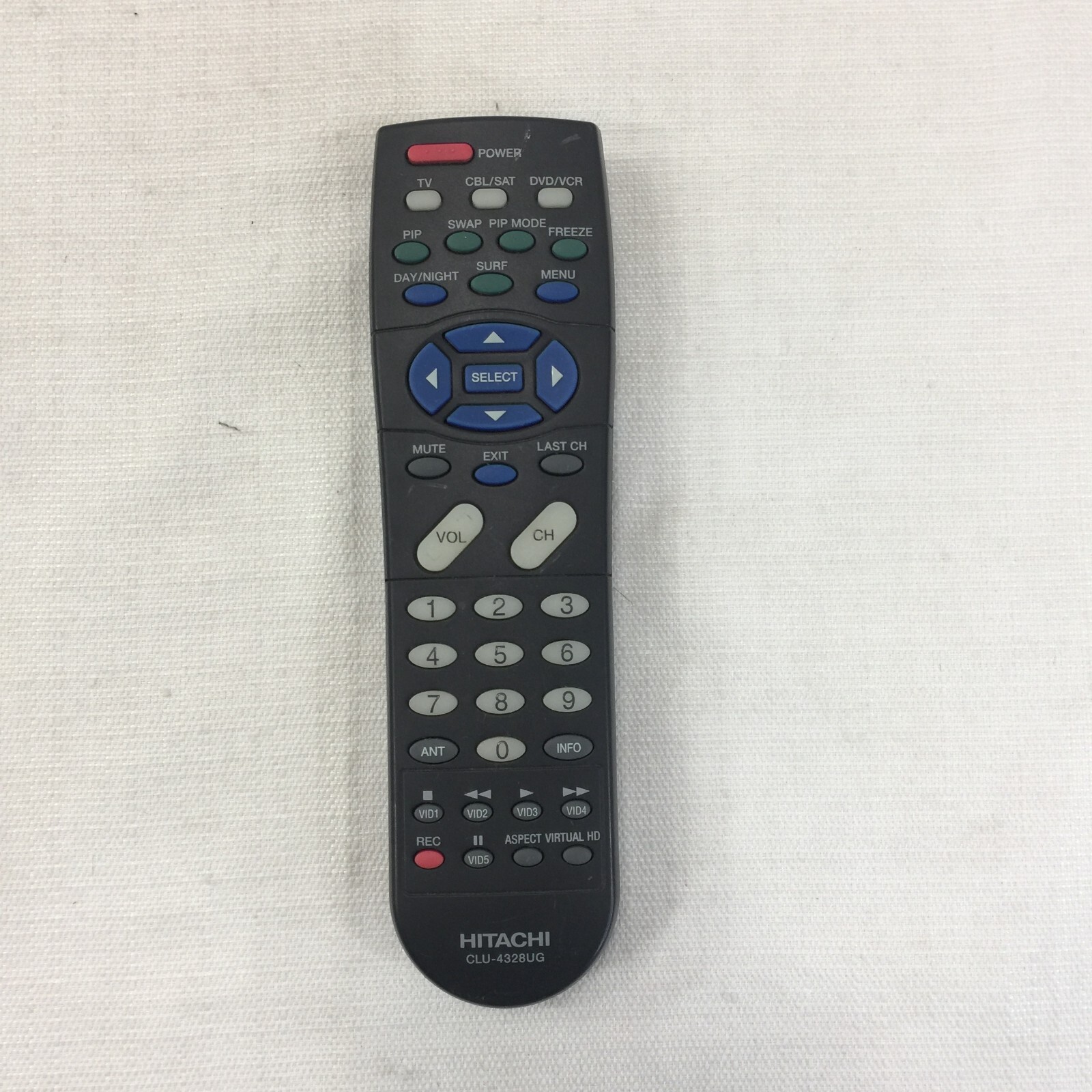 Original Hitachi CLU-4328UG OEM TV Remote Control Black Tested Working ...
