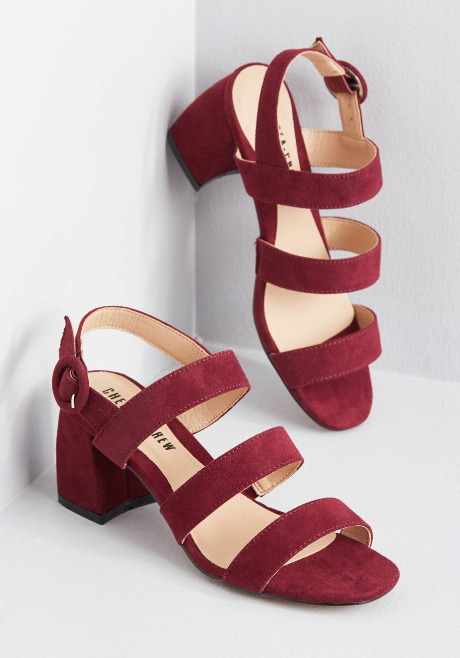ModCloth Chelsea Crew NIB Strappy Hour Vegan Heel - Burgundy Red - Size ...