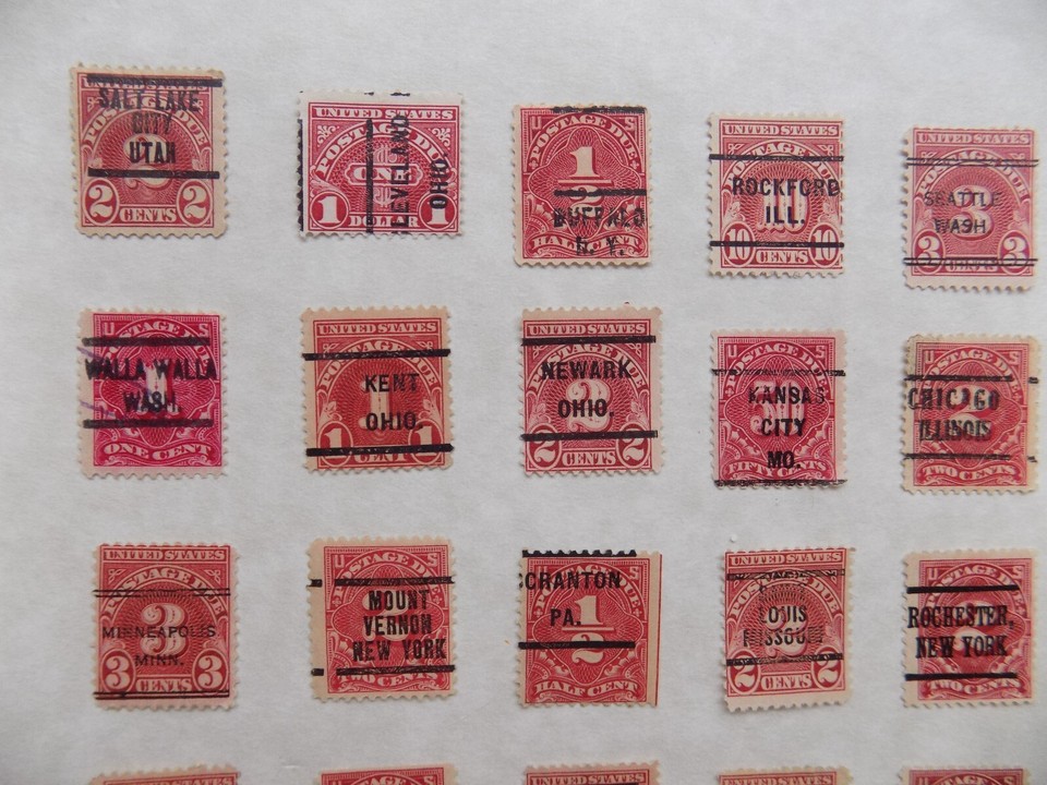 U S Coll'n of (24) USED PREC. DEFIN stamps-DIFF. CITIES-6-24-G-POSTAGE ...