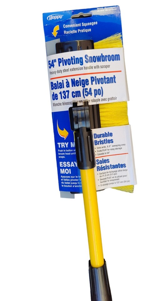 New Hoppy Hopkins 36-54" Pivoting Snow Broom w/ Window Ice Scraper 8.5 ...