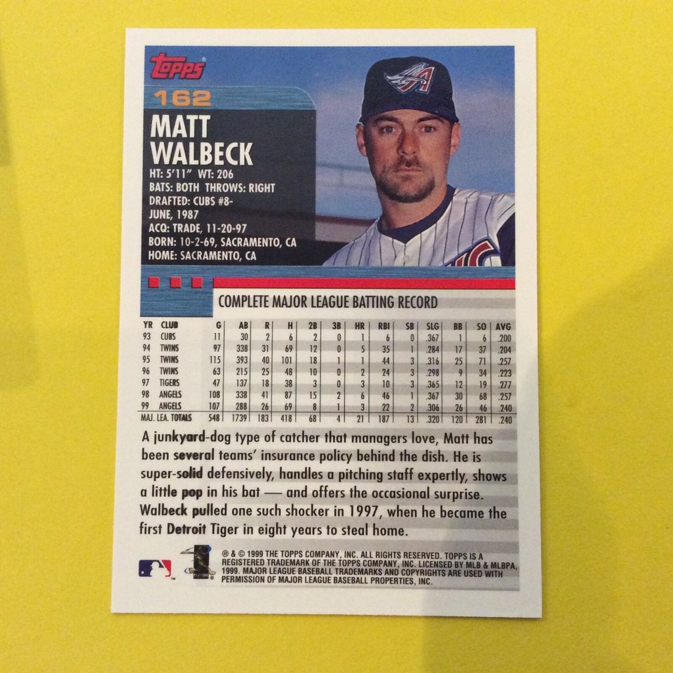 2000 Topps #162 Matt Walbeck Angels | eBay