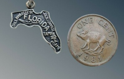 Vintage Sterling Silver Florida State Shaped Map Charm | eBay
