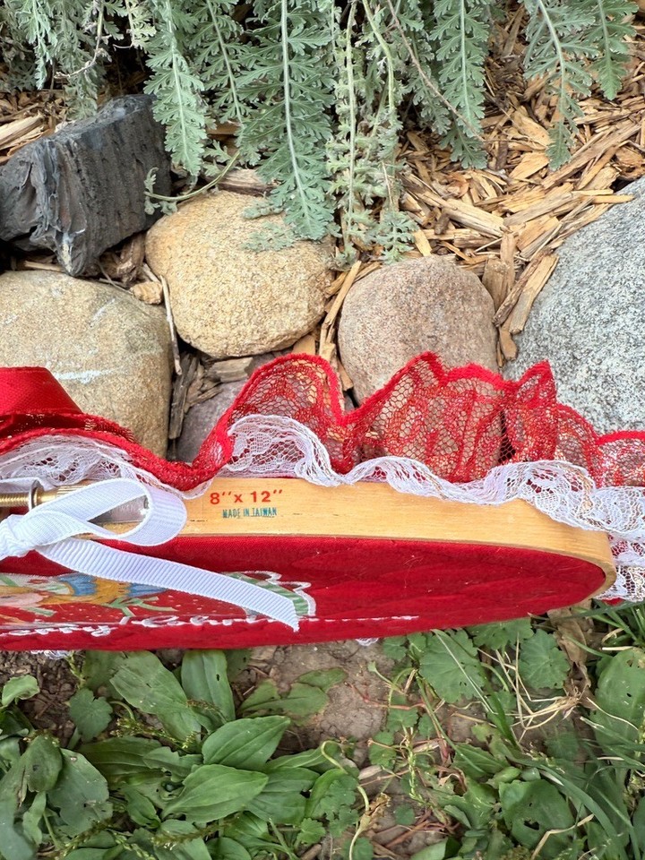 Vintage Angel Merry Christmas Embroidery Hoop Wall Hanging 8x12 Red ...