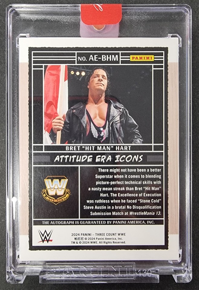 WWE 2024 Three Count Attitude Era Icons Signatures AE-BHM Bret Hart #04 ...
