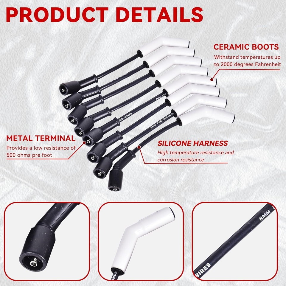 Spark Plug Wire Set Accel 9070C Extreme 9000 Ceramic Boot Compatible ...