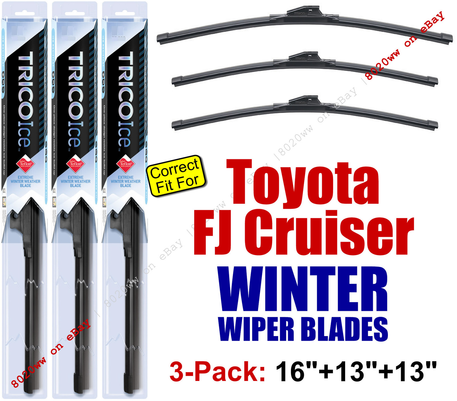 WINTER Wipers 3pk Super-Premium - fit 2007-2014 Toyota FJ Cruiser ...