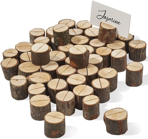 20X Wood Place Card Holders, Wooden Table Number Holder Memo Stand ...