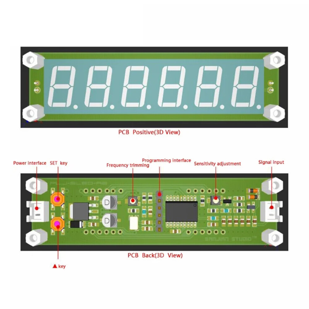Digital RF Signal Frequency Counter 0.1MHz~65MHz LED Backlit Cymometer ...