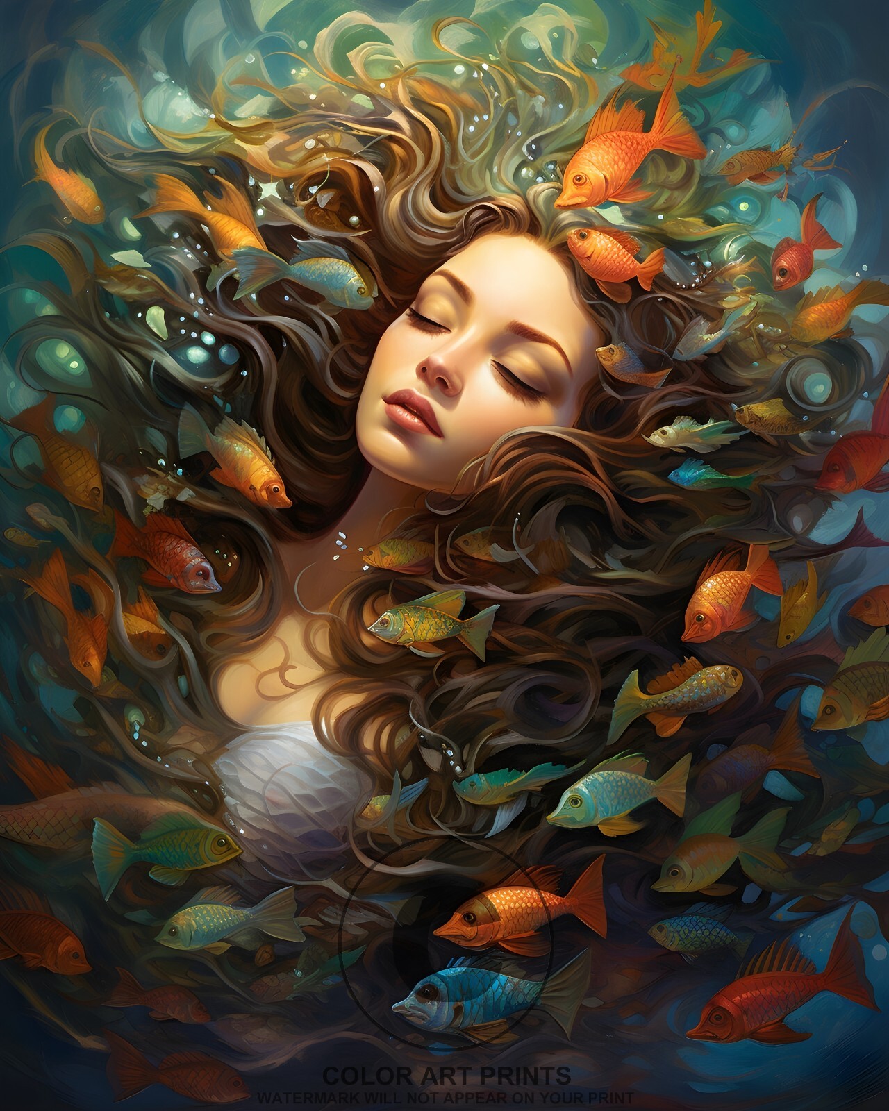Mermaid Dreams Beautiful Woman Fantasy Folklore Mythology Giclée Art ...