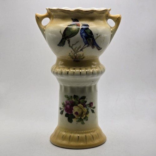 Vintage Vase Double Handled Floral Birds Austrian Porcelain 7.5 ...