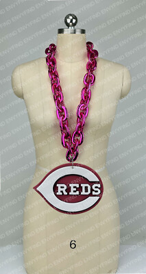 New MLB CINCINNATI REDS Jumbo Big PINK Fan Chain Necklace Foam | eBay