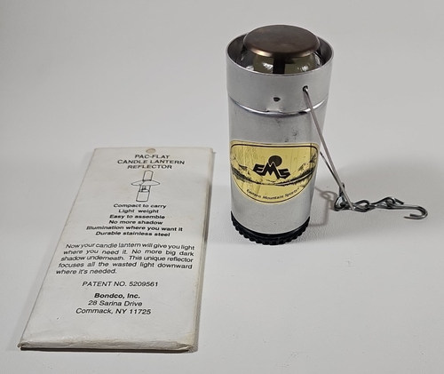 Vintage EMS Pac-Flat Candle Lantern Reflector Stainless Steel w ...