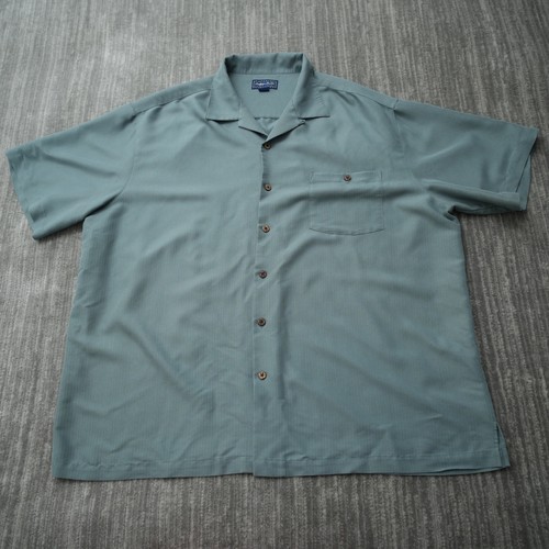 Indygo Smith Outfitters Shirt Men Button Up Short Sleeve Blue Rayon ...