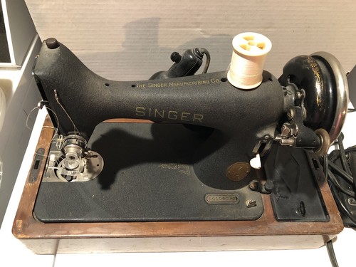 Vtg Singer Sewing Machine AF Model Crinkle Godzilla Finish Bentwood ...