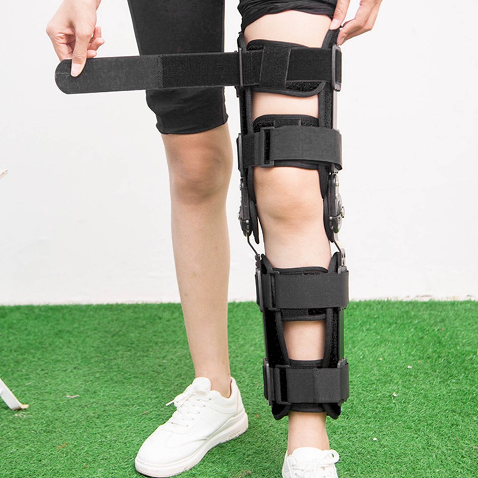 Hinged Knee Brace Angle Adjustable With Side Leg Stabilizer Post Op Leg ...