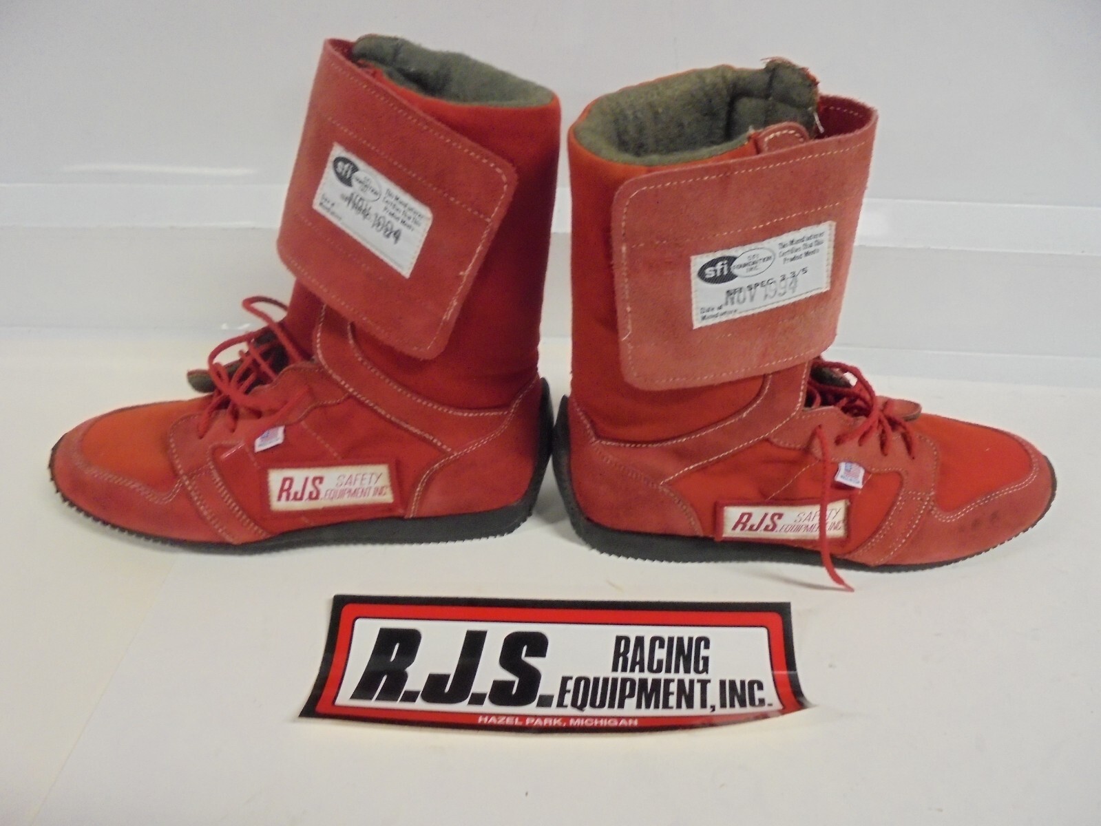 RJS HI TOP RED RACING BOOTS-GO CART-GO KART-QUARTER MIDGET-RACING-KID ...