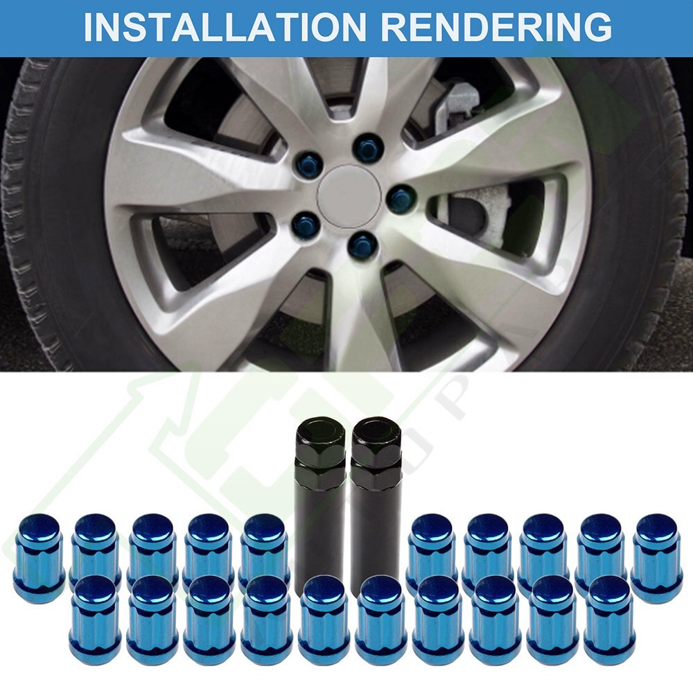 20 Pcs 12mmx1.5 Blue +2 Keys 6 Spline Wheel Lug Nuts Chevrolet Impala ...